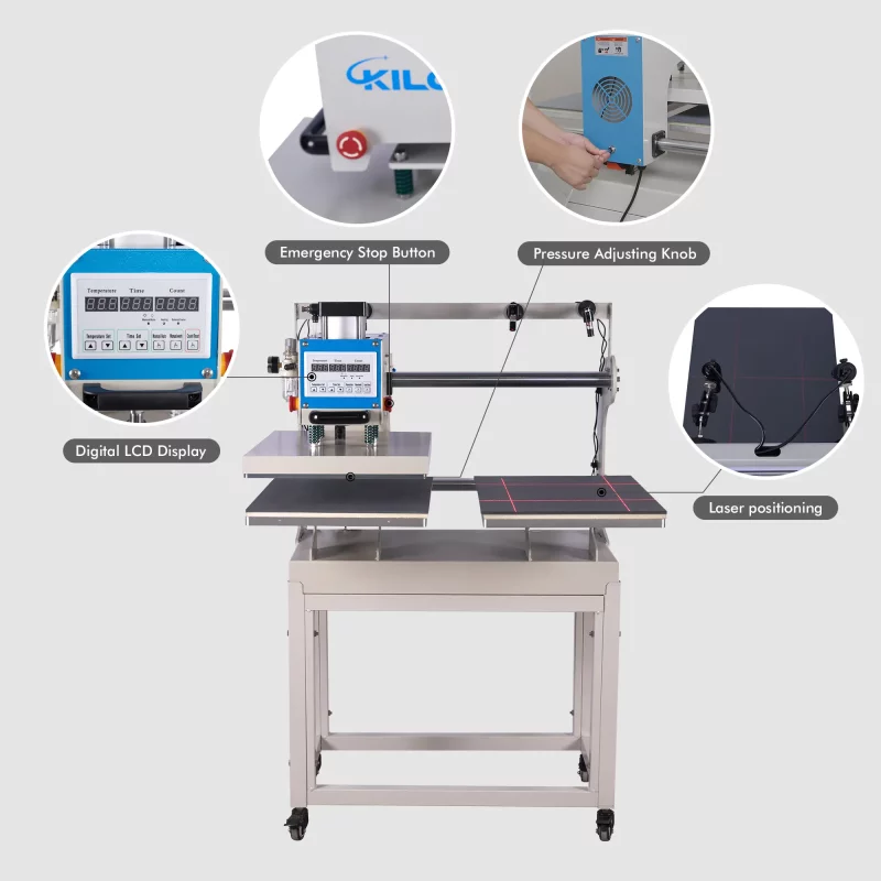 16"x24" Pneumatic Dual Heat Press with Infrared Positioning - Kilo Heat ...